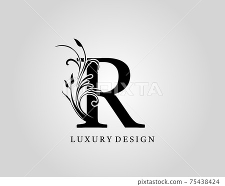 Vintage R Letter Floral Design. Classic... - Stock Illustration ...
