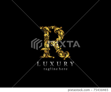 Elegant R Letter Gold logo icon, luxury... - Stock Illustration ...