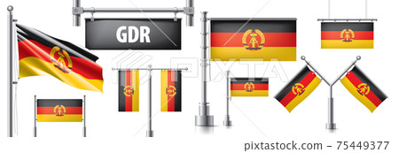 Vector set of the national flag of GDR in... - Stock Illustration ...