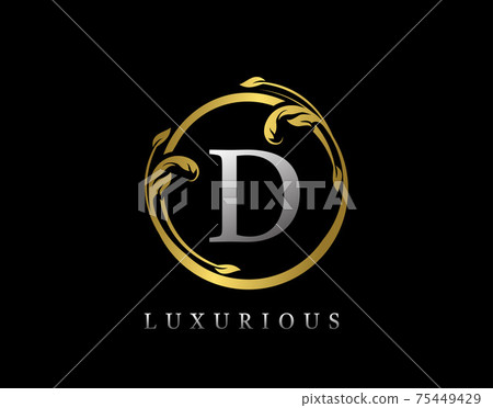 Luxury Circle Letter D Floral Design. Vintage... - Stock Illustration ...