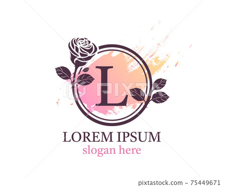 Letter L monogram logo. Circle floral style... - Stock Illustration ...