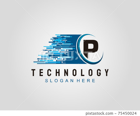 Motion Speed Line Techno Letter P Logo Vector...-插圖素材 [75450024] - PIXTA圖庫
