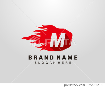 Abstract Hot Fire Flame M Letter Logo Design.-插圖素材 [75450213] - PIXTA圖庫