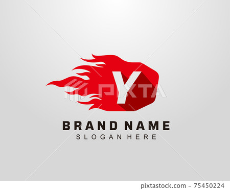 Abstract Hot Fire Flame Y Letter Logo Design. - Stock Illustration ...