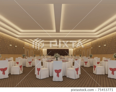 banquet hall design, 3d rendering - Stock Illustration [75453771] - PIXTA