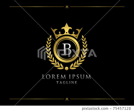 Royal Queen B Letter Logo. Luxury Gold Crown... - Stock Illustration ...