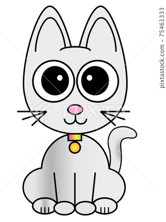 Sitting silver cat - Stock Illustration [75461333] - PIXTA