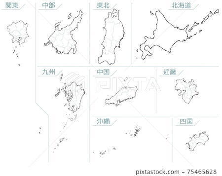 Japanese style map of Japan - Stock Illustration [75465628] - PIXTA