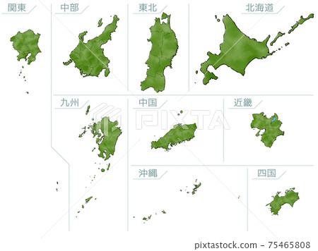 Japanese style map of Japan - Stock Illustration [75465808] - PIXTA