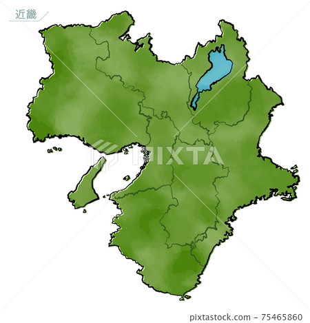 Japanese-style map of Japan Kinki region - Stock Illustration [75465860 ...