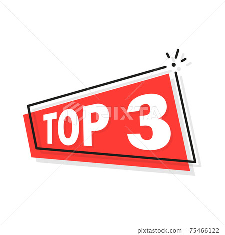 Top 3. Red button. Flat vector illustration on... - Stock Illustration ...