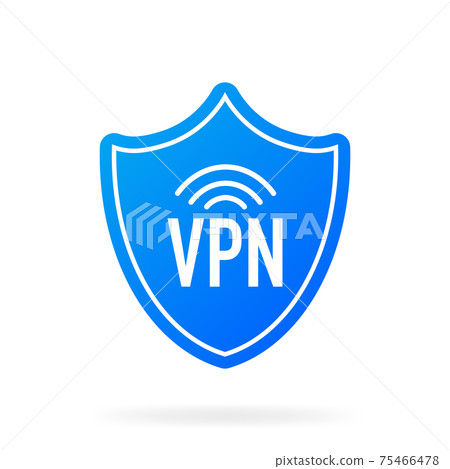 VPN flat blue secure badge on white background....-插圖素材 [75466478 ...