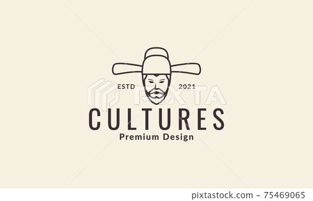 lines man with hat culture japan logo symbol... - Stock Illustration ...