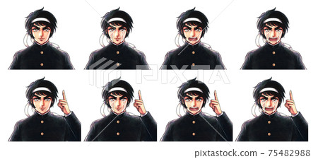 Showa hot-blooded shounen manga style, facial... - Stock Illustration ...