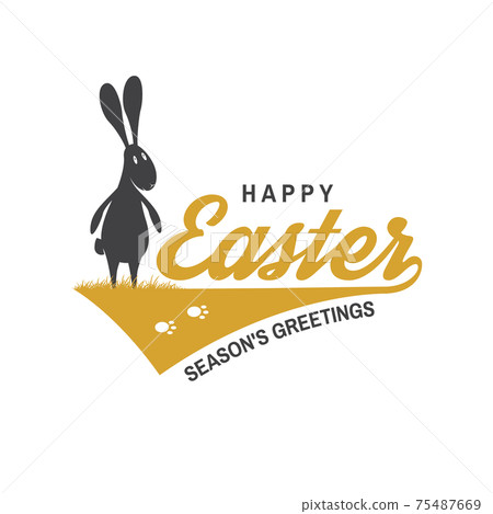 Happy Easter card, badge, logo, sign. Vector.... - Stock Illustration ...