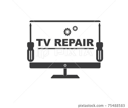 tv repair icon logo vector illustration - Stock Illustration [75488583 ...