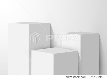 3D realistic white pedestal rectangular box... - Stock Illustration ...