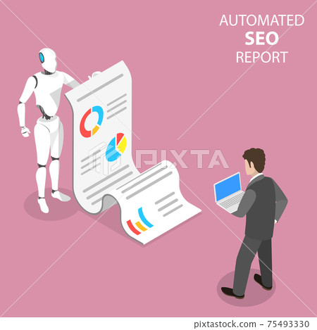 Flat isometric vector concept of automated SEO... - Stock Illustration ...