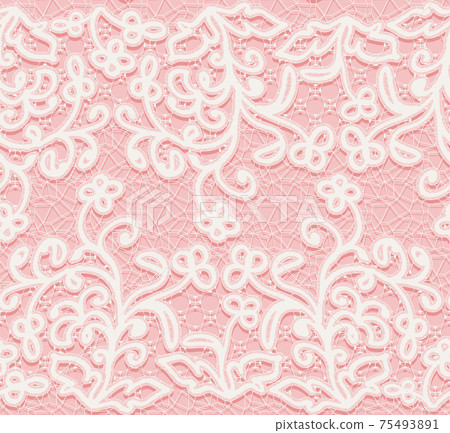Seamless pink and white lace pattern. - Stock Illustration [75493891 ...