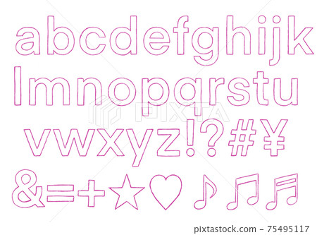 Set of pink symbols and lowercase alphabets... - Stock Illustration ...