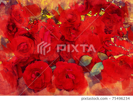 Red roses digital painting effect - Stock Illustration [75496234] - PIXTA
