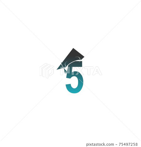 Number 5 logo icon with graduation hat design...-插圖素材 [75497258] - PIXTA圖庫
