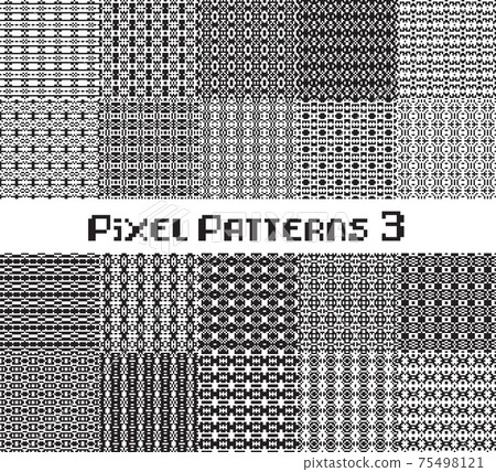 Pixel pattern seamless, black and white color.... - Stock Illustration ...