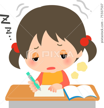 Girl dozing in class - Stock Illustration [75507507] - PIXTA