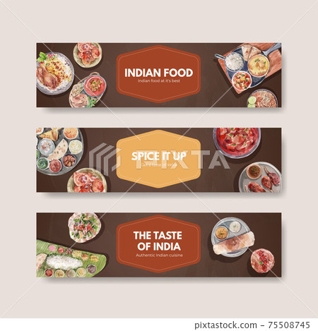 Banner template with Indian food concept design... - Stock Illustration ...