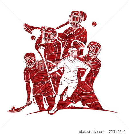 Hurling sport players action. Hurley sport... - Stock Illustration ...