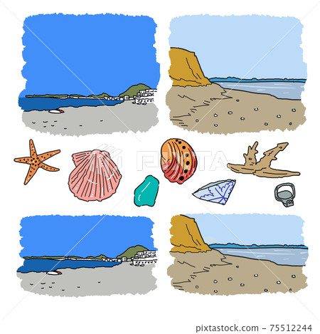 Hand-painted beachcombing illustration /... - Stock Illustration ...