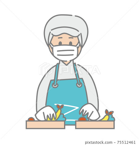 Line work of workers working in a food factory - Stock Illustration ...