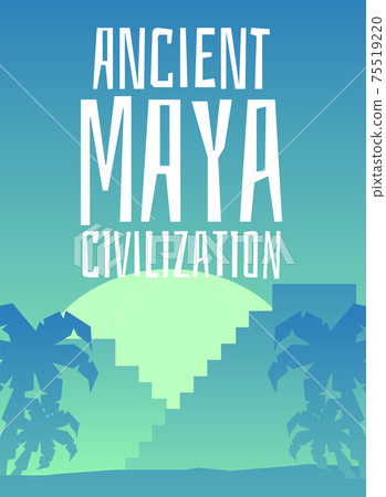 Vector poster with ancient mayan stone pyramids... - Stock Illustration ...
