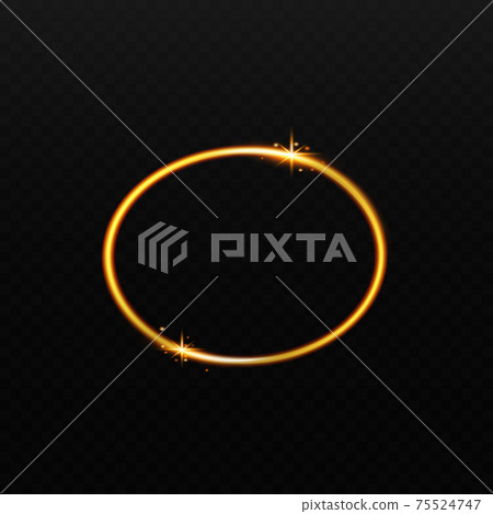Gold ellipse circle with sparkling stars on... - Stock Illustration ...
