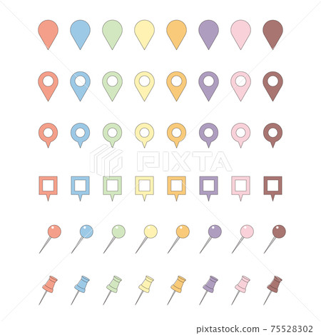Set of pastel colored map pins - Stock Illustration [75528302] - PIXTA