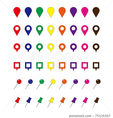 Set of colorful map pins - Stock Illustration [75528307] - PIXTA