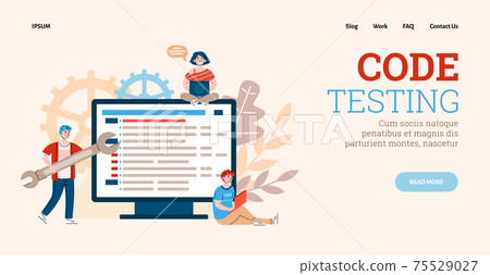 Process of development and code testing of... - Stock Illustration ...