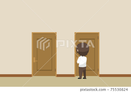 Man trying to enter the room - Stock Illustration [75530824] - PIXTA