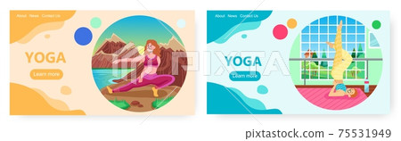 Yoga landing page design, website banner vector... - Stock Illustration ...