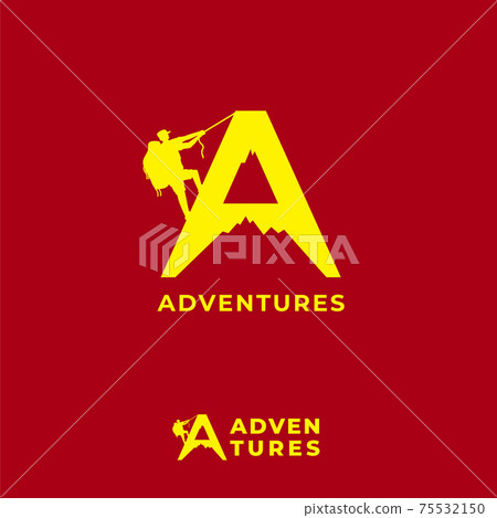 Adventures logo design template isolated on red...-插圖素材 [75532150 ...