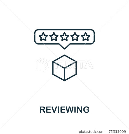 Reviewing icon outline style. Thin line... - Stock Illustration ...