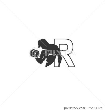 Letter R logo icon with a person holding... - Stock Illustration ...