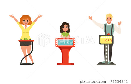 People Characters Participating in Panel Game... - Stock Illustration ...
