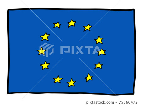 European Union doodle flag EU hand drawn icon - Stock Illustration ...
