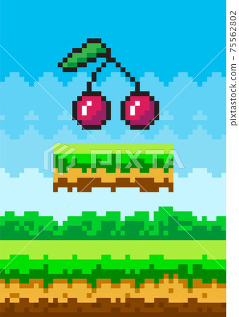 Vector pixel cherries. Pixel art style 8-bit.... - Stock Illustration ...