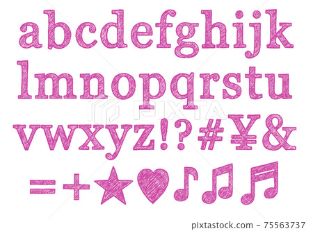 Set of pink symbols and lowercase alphabets... - Stock Illustration ...