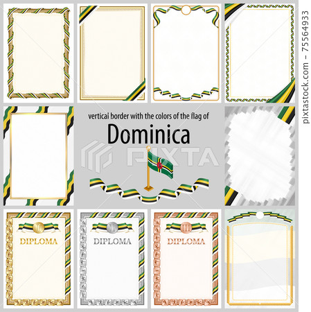 Vertical frame and border with Dominica flag - Stock Illustration ...