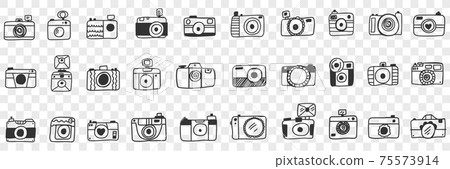 Photo camera with lens doodle set-插圖素材 [75573914] - PIXTA圖庫
