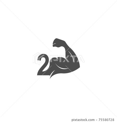 Number 2 logo icon with muscle arm design vector - Stock Illustration ...