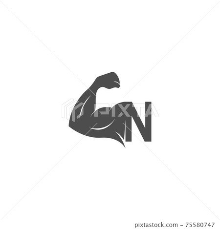 Letter N logo icon with muscle arm design vector - Stock Illustration ...